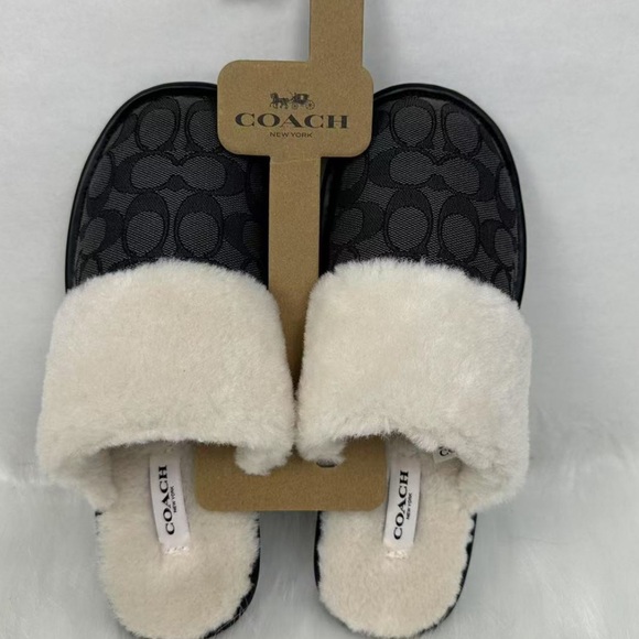 Coach | Shoes | Coach Signature Ladies Size 8 Black And Grey Slippers ...